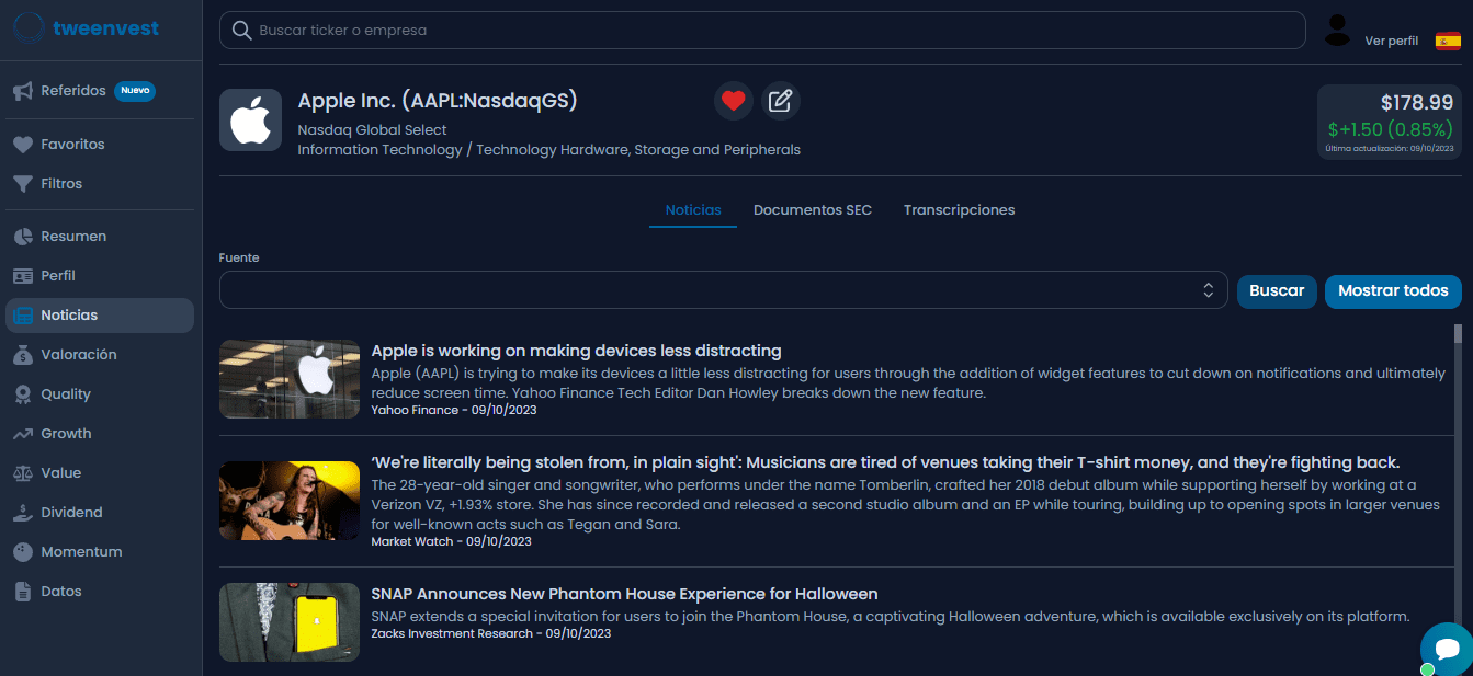 Tweenvest: Review sobre esta plataforma de análisis de empresas